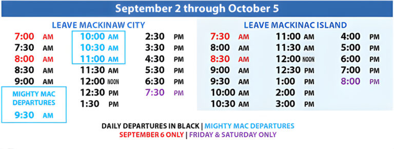 Ferry Schedule – MLRC 2025